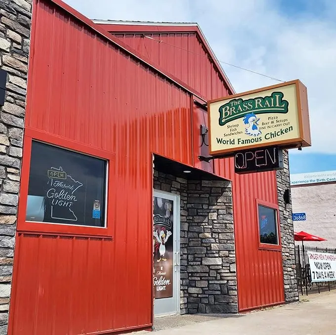 Rustic charm meets culinary legend! The Brass Rail's exterior promises a feast for both the eyes and the taste buds.