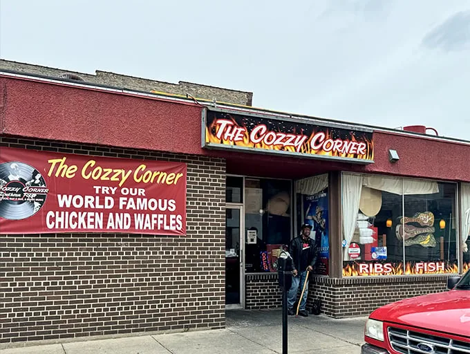 Welcome to flavor town! The Cozzy Corner's exterior promises a Southern feast that'll make your taste buds do a happy dance.