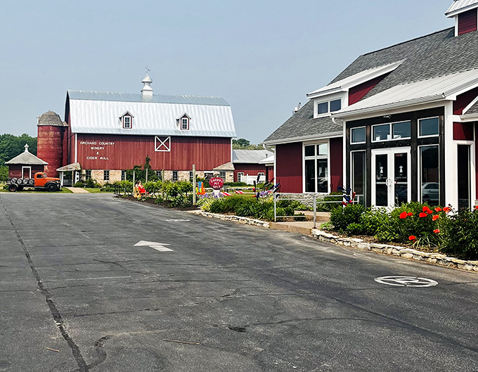 Red barns, blue skies, and endless possibilities! This isn't your grandpa's farm – it's a slice of Wisconsin heaven where wine flows and worries melt away.