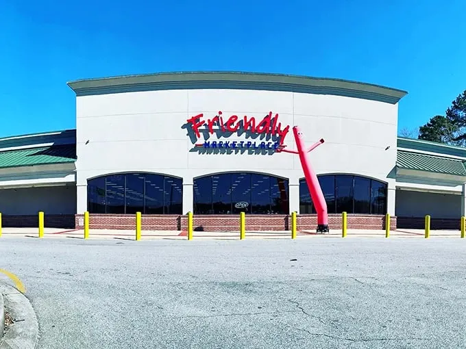 Welcome to bargain heaven! This cheerful yellow facade promises a treasure trove of deals inside, where your wallet can breathe a sigh of relief.