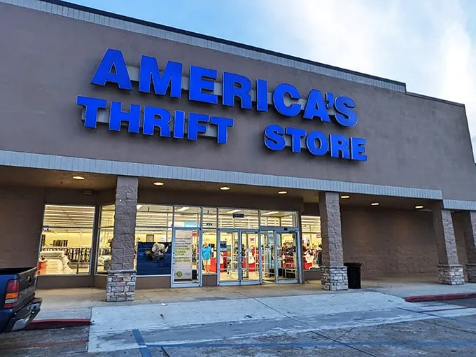 Welcome to the mothership of secondhand treasures! America's Thrift Store beckons bargain hunters with its bold blue sign, promising adventures in every aisle.