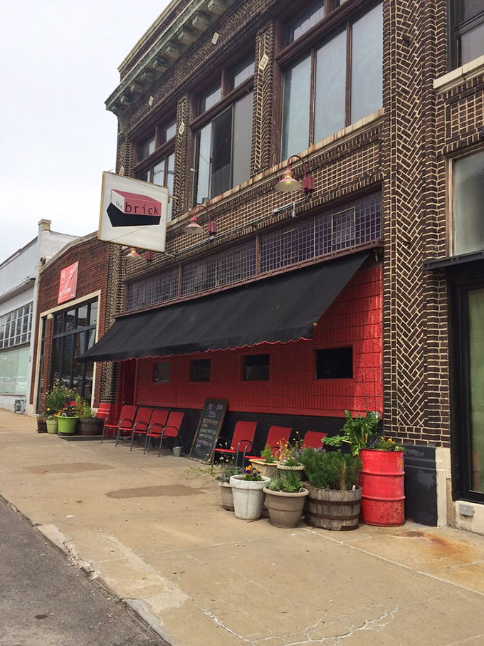 A red-brick beacon of deliciousness! The Brick's exterior promises a feast for the senses, with its vibrant and inviting facade.