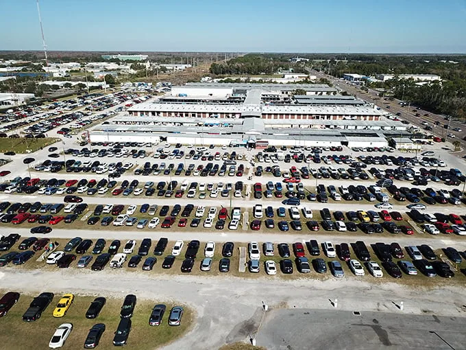 Step right up, folks! The Oldsmar Flea Market beckons with its charming facade, promising treasures and trinkets galore. It's like Aladdin's cave, but with better parking.