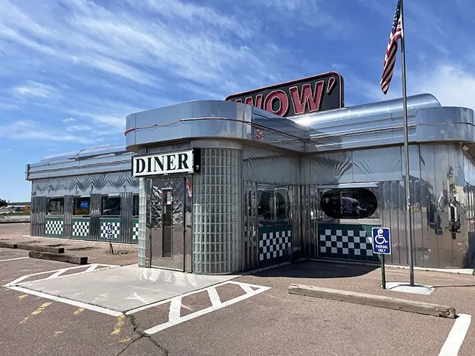 Shiny and chrome, this diner's exterior is straight out of a '50s sci-fi flick. Beam me up, Scotty – I'm ready for some out-of-this-world breakfast!