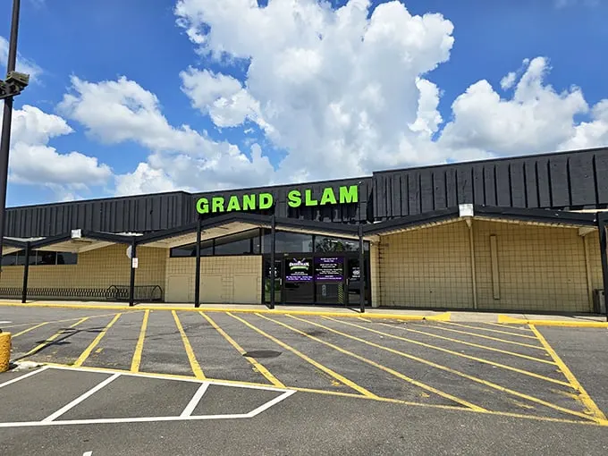 "Grand Slam" indeed! This vibrant entrance is like a siren call to your inner child, promising a world of fun behind those doors.