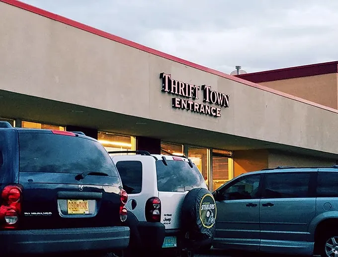 Welcome to Thrift Town, where bargain hunters' dreams come true! This unassuming exterior hides a treasure trove of secondhand delights waiting to be discovered.