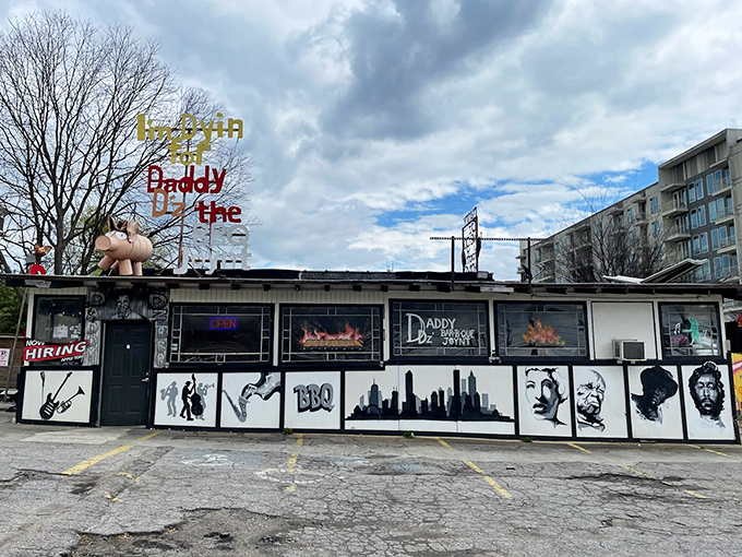 Welcome to BBQ paradise! This unassuming exterior hides a world of smoky delights, proving you can't judge a book by its cover—or a restaurant by its siding.