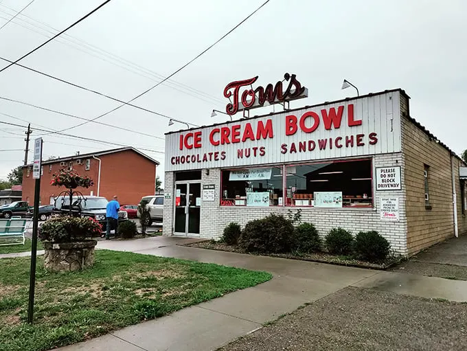 Step into a time machine disguised as an ice cream parlor! Tom's Ice Cream Bowl's iconic facade promises a sweet journey back to simpler times.