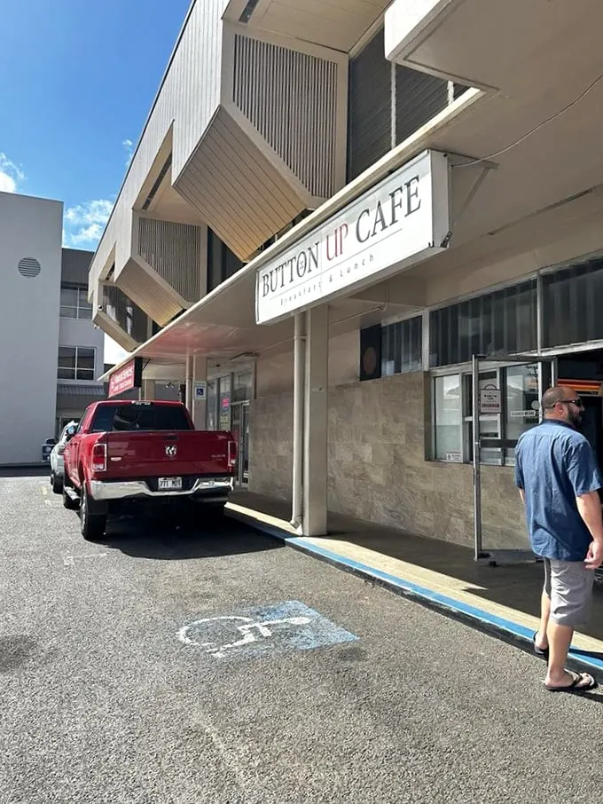 Welcome to breakfast paradise! Button Up Cafe's exterior promises a feast for the senses inside.