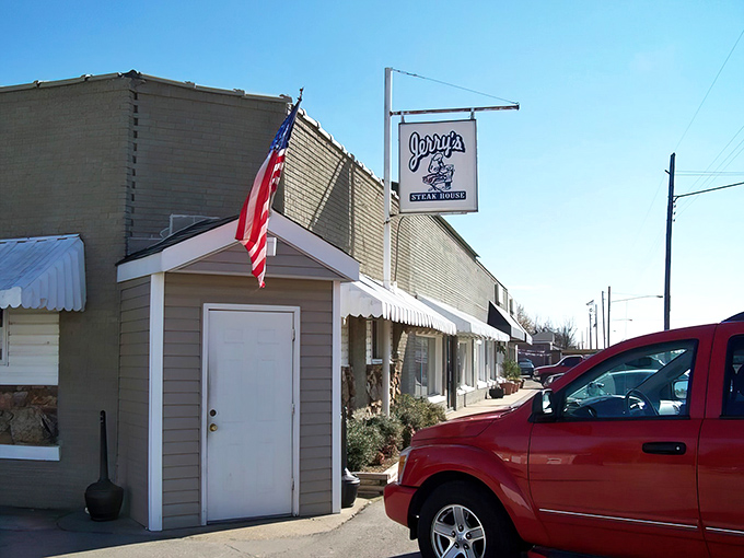 Welcome to beef paradise! Jerry's Steak House stands proud, a beacon of hope for hungry carnivores everywhere.