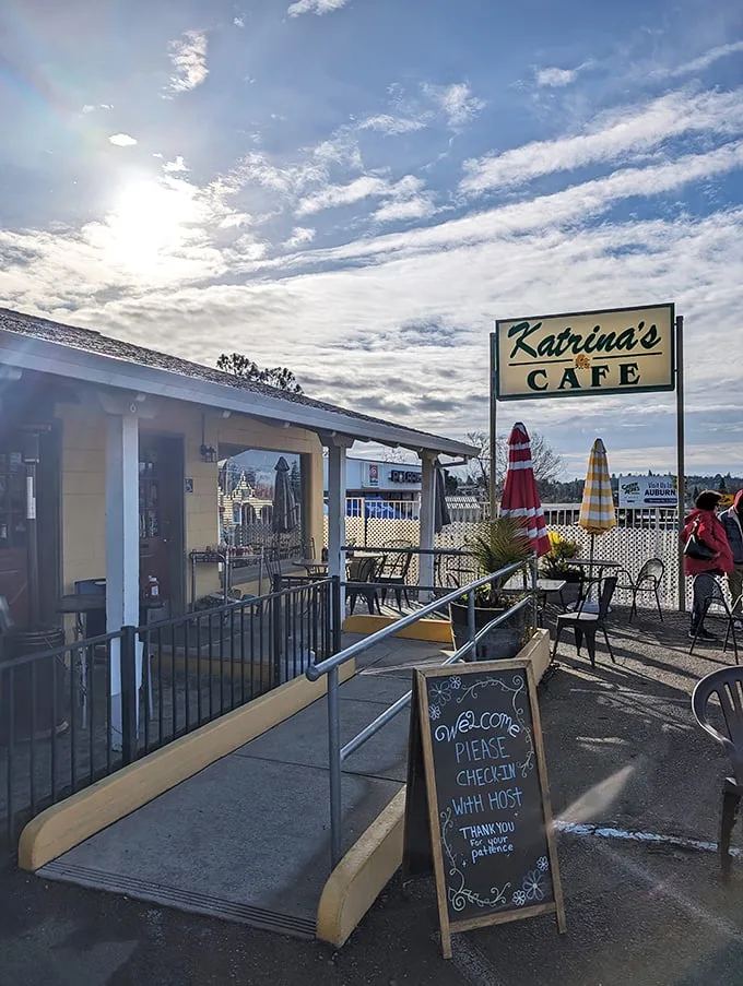 Welcome to breakfast paradise! Katrina's Café's cheerful exterior promises a feast for both the eyes and the taste buds.