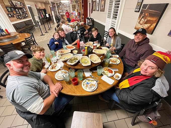 A picture-perfect moment of Southern togetherness. At Buckner's, strangers become family faster than you can say "pass the biscuits."