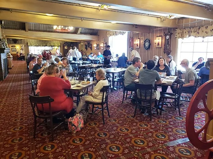 Family-style feast! This bustling dining room is where memories are made, one bite at a time.