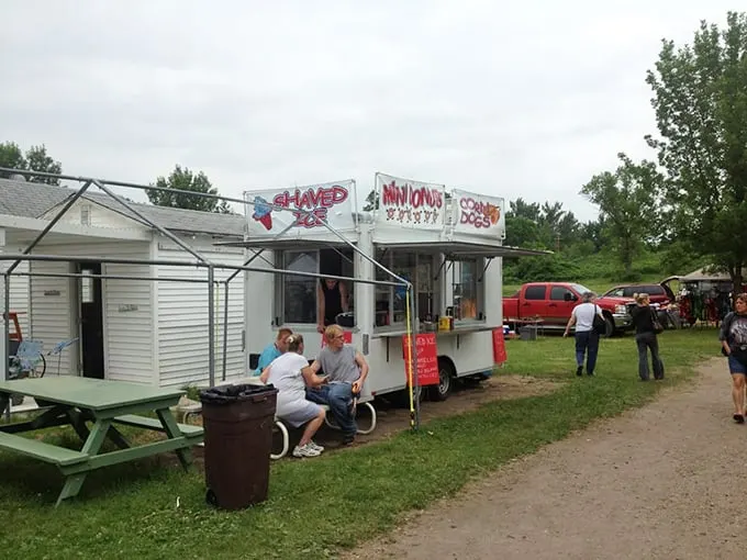 Forget food trucks, these are flavor chariots! Mini donuts and corndogs galore—because antiquing works up an appetite worthy of the Minnesota State Fair.