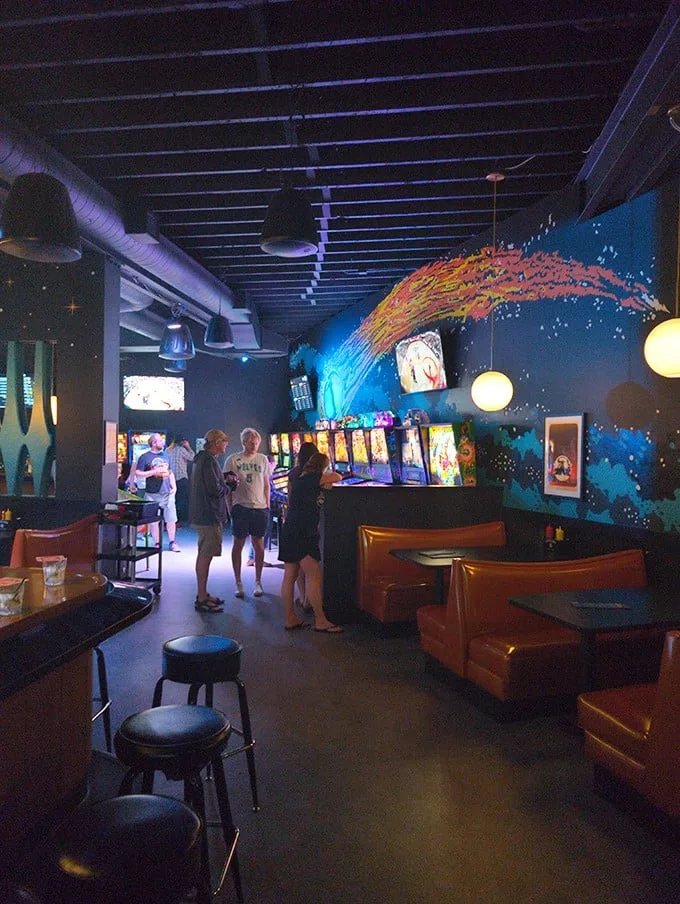 Cozy booths await, perfect for resting between games or plotting your pinball domination strategy with fellow enthusiasts.