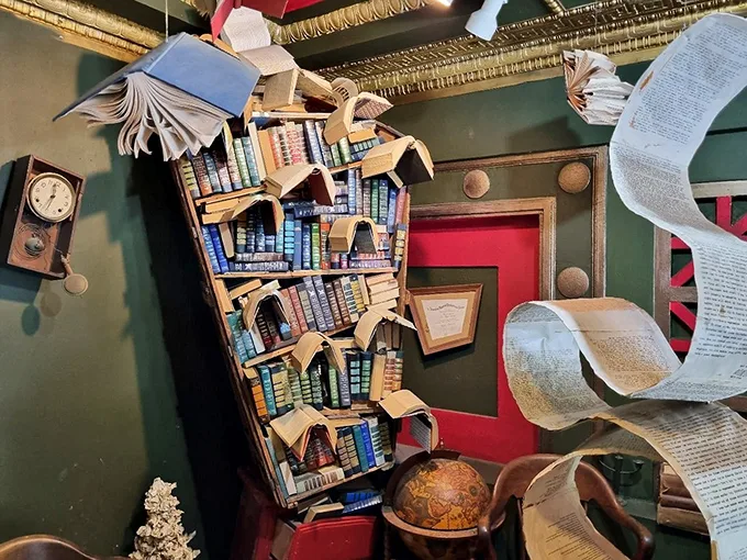 It's raining books, hallelujah! This whimsical book sculpture proves that in The Last Bookstore, literature isn't just on the shelves – it's part of the decor.