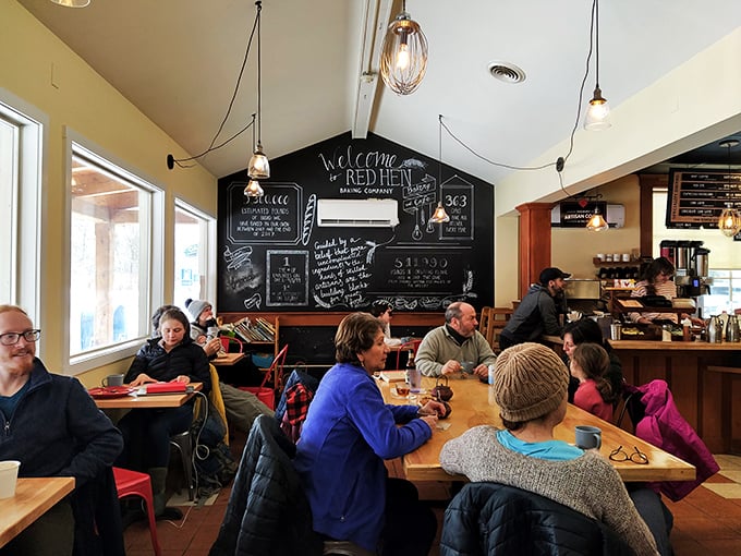 Where strangers become friends over shared love of good food! This bustling dining area is like a modern-day "Cheers" for the breakfast crowd.
