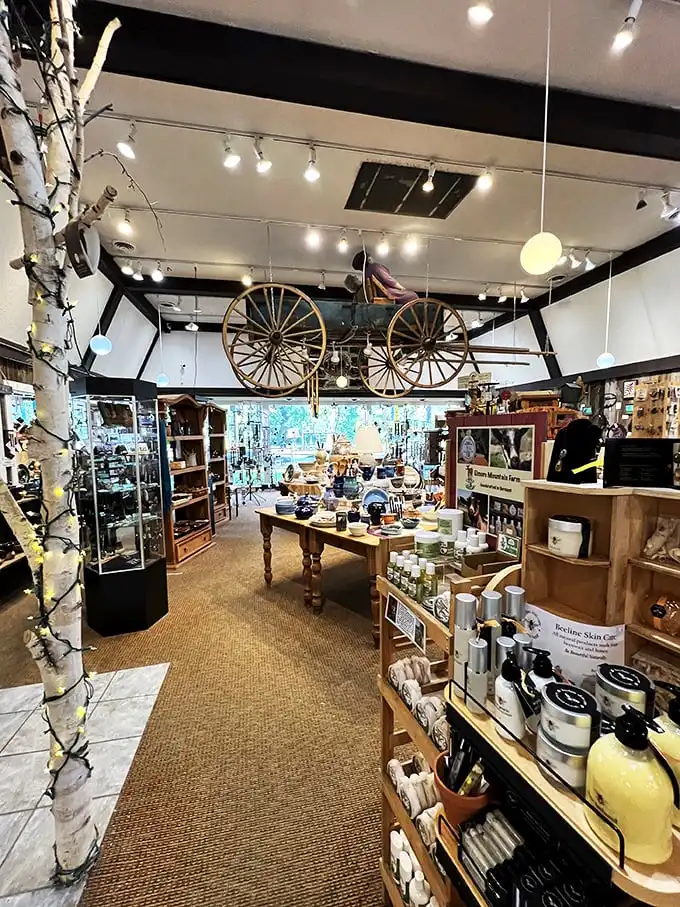 Step into Vermont's cozy living room! With wagon wheels overhead and treasures all around, it's like your cool aunt's house… if she collected everything awesome.