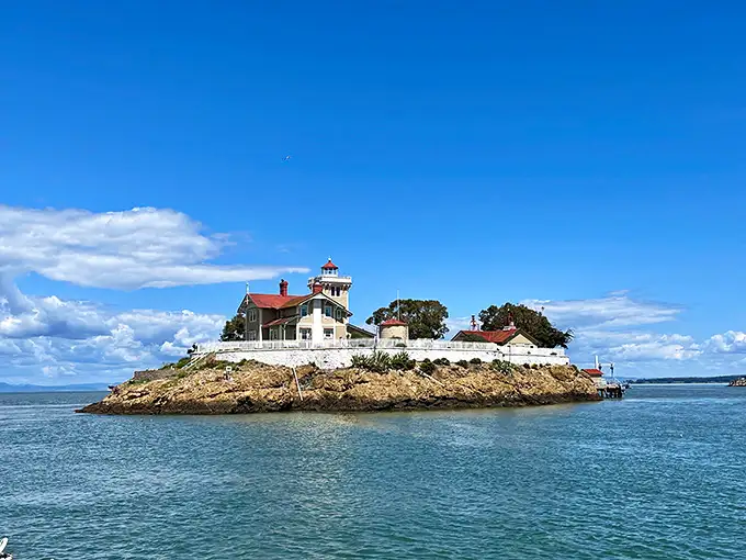"East Brother: The overachiever of lighthouses. Not content with just guiding ships, it's now a cozy B&B too."