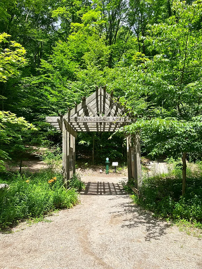 Nature's art gallery! Spot the sculptures peeking out from the foliage like shy forest creatures.