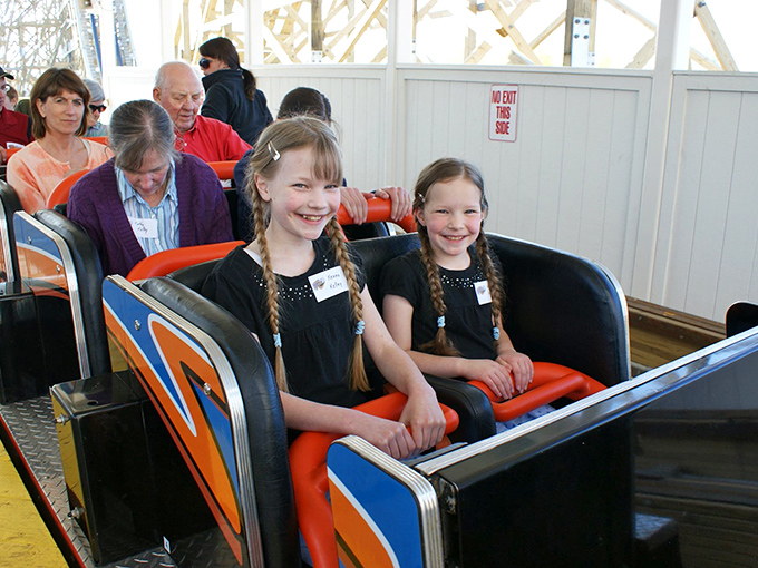 Start 'em young! These little daredevils are grinning wider than a slice of Wisconsin cheddar.