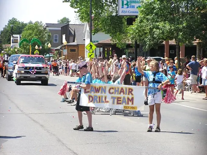 The Lawn Chair Drill Team: Proving that Ely takes its relaxation seriously. It's like synchronized swimming, but with less water and more… well, lawn chairs.