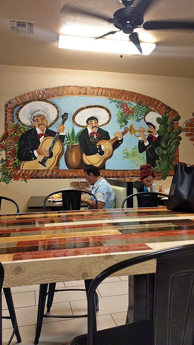 Dine with the mariachis! Elmer's lively murals provide the perfect backdrop for your Tex-Mex feast.
