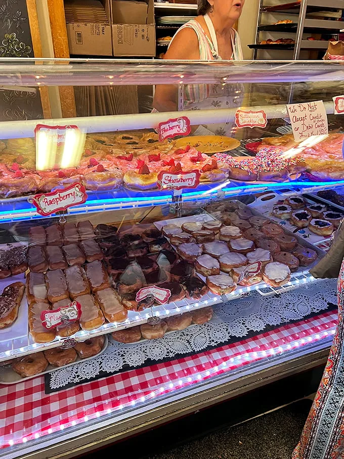 A glass case of emotion? No, just donuts – but the effect is pretty much the same.