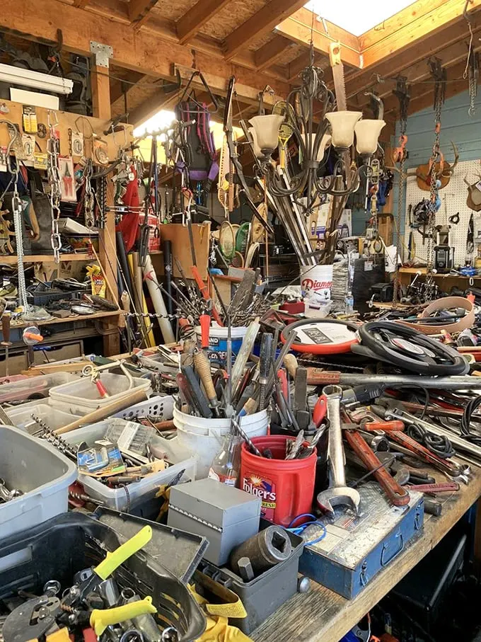 Organized chaos or chaotic organization? This tool haven is a DIY enthusiast's dream and a minimalist's nightmare. One person's clutter is another's treasure trove!