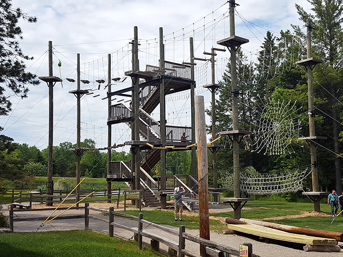Adventure awaits! This ropes course looks like the love child of a treehouse and an obstacle course from 'American Ninja Warrior.