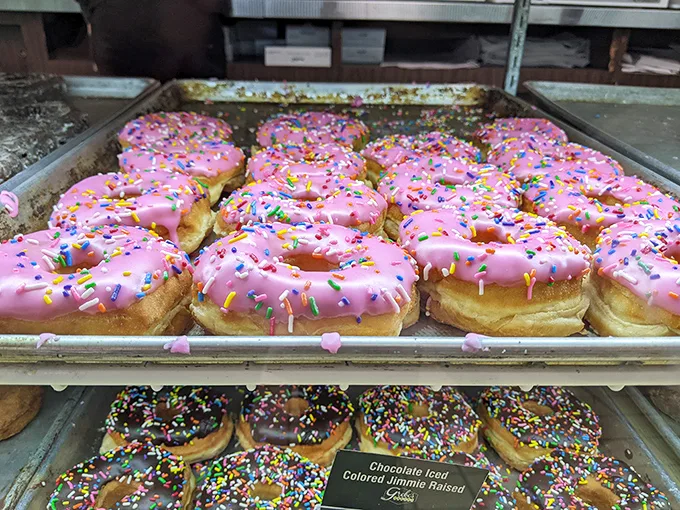 Pretty in pink (and sprinkles)! These donuts are dressed up and ready to party like it's your taste buds' birthday every day.