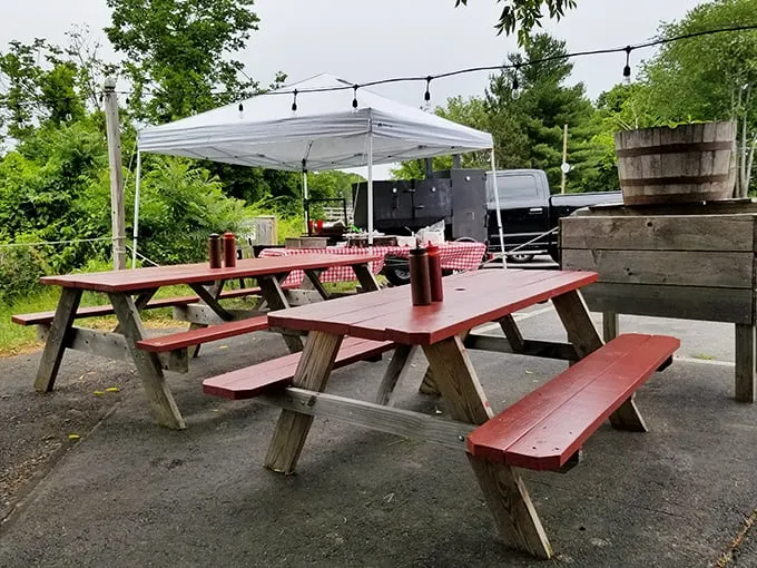 Al fresco feast awaits! These picnic tables are all dressed up and ready for a BBQ party that would make any Texan proud.