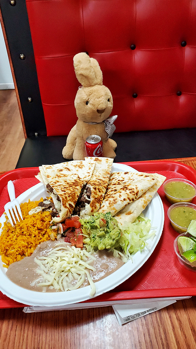 Quesadillas: Where cheese dreams come true. This golden-brown beauty is crispier than a Minnesota winter morning.