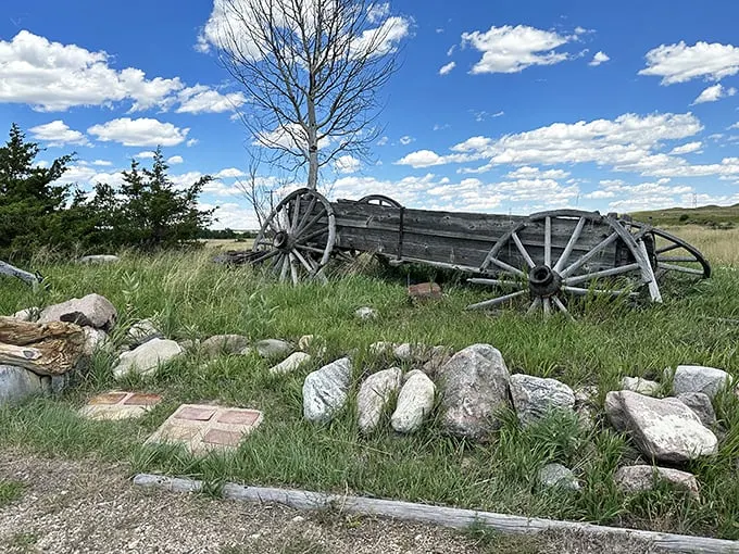 "Wagon's ho! This old cart's seen better days, but it's still got stories to tell – if only wheels could talk."