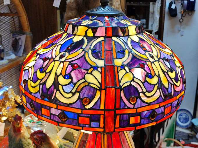 Illuminating art or functional sculpture? This Tiffany-style lamp is ready to light up your life with a kaleidoscope of color.