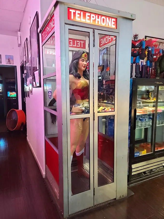 Wonder Woman, meet your biggest fan! This gal's enthusiasm is so contagious, even Diana's stoic expression seems close to cracking a smile.