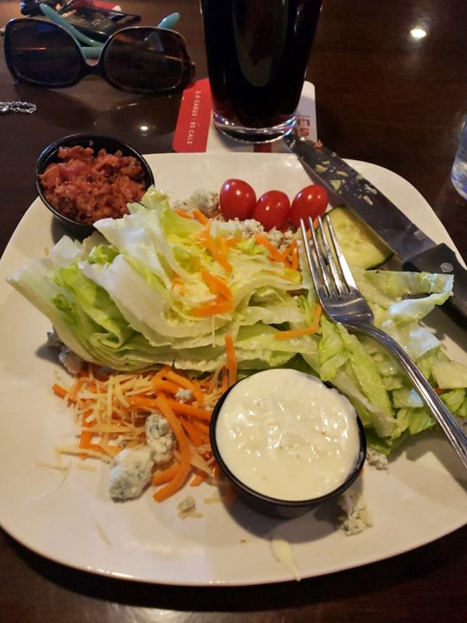 Crisp, cool, and loaded with flavor! This wedge salad is like a refreshing iceberg in a sea of hearty steaks – the Titanic wishes it hit this instead.