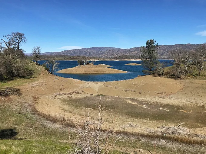 Clear waters, mysterious drain: Berryessa's beauty is punctuated by its fascinating spillway – nature meets engineering.