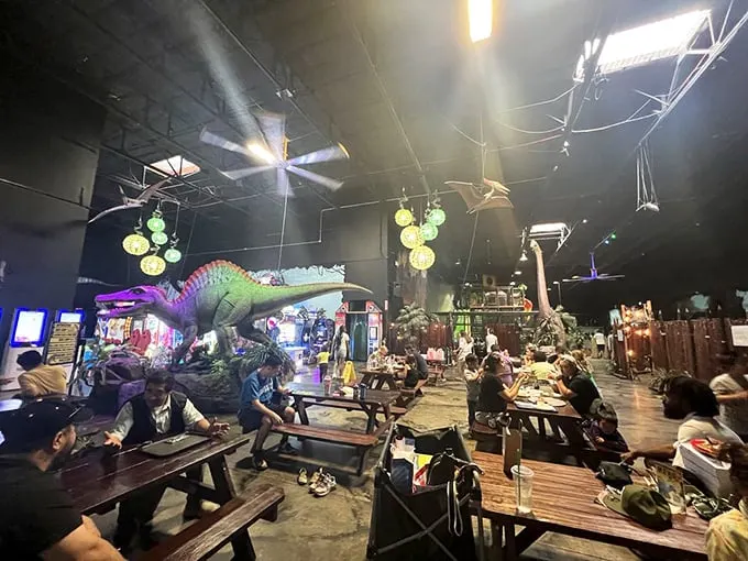 Dine among the dinosaurs in this prehistoric picnic area. It's the perfect spot to refuel after a day of Jurassic-sized adventures. Just watch out for clever girls!