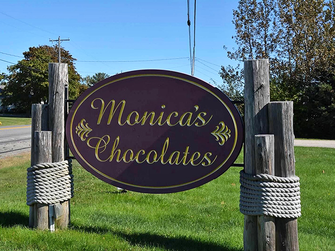 The sign says it all – Monica's Chocolates: where sweet dreams and reality deliciously collide!