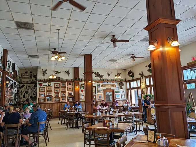 A full house of happy diners, proving that good food and quirky decor are the secret ingredients to a bustling restaurant. Bon appétit, y'all!