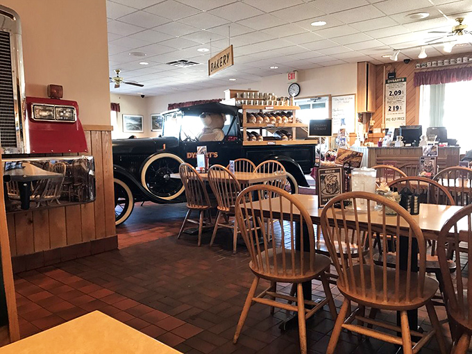 Classic diner vibes with a side of nostalgia. That vintage truck isn't just for show—it's guarding the secret to Dysart's timeless appeal.