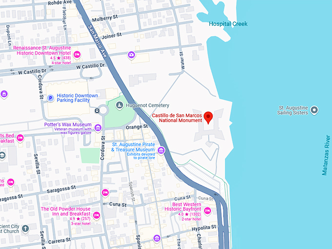 16. castillo de san marcos national monument map