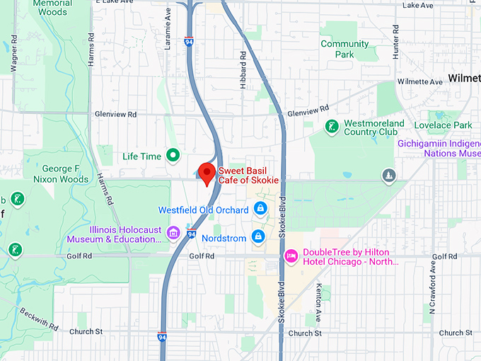 16. sweet basil cafe of skokie map
