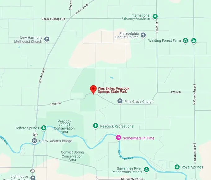 16. wes skiles peacock springs state park map