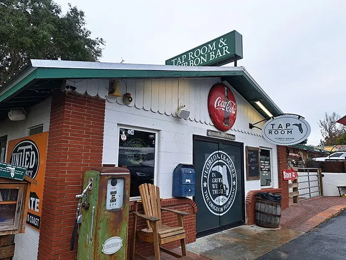 Step into a time machine disguised as a restaurant! This charming facade promises comfort food that'll transport you faster than Doc Brown's DeLorean.