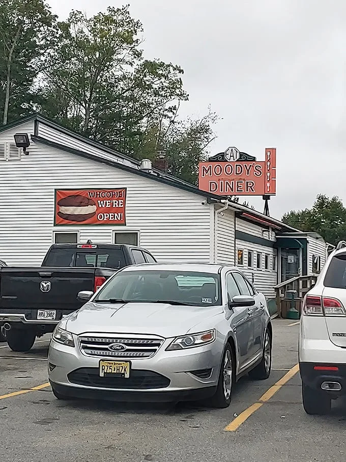 Whoopie, we're open! Moody's Diner stands as a time capsule of comfort food, beckoning hungry travelers with its classic Americana charm.