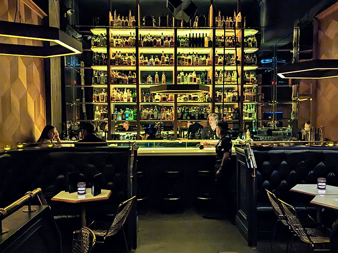 Step into liquid luxury! Bad Luck Bar's gleaming shelves promise libations that would make even James Bond swoon.