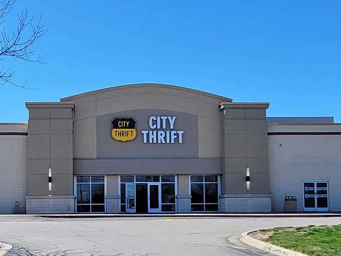 Treasure seekers, rejoice! City Thrift's curved facade hints at the wonderland of pre-loved goodies waiting inside.