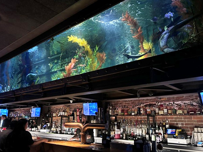 Forget fish tanks – this aquatic extravaganza turns happy hour into a deep-sea adventure. Just don't try to high-five the mermaid!